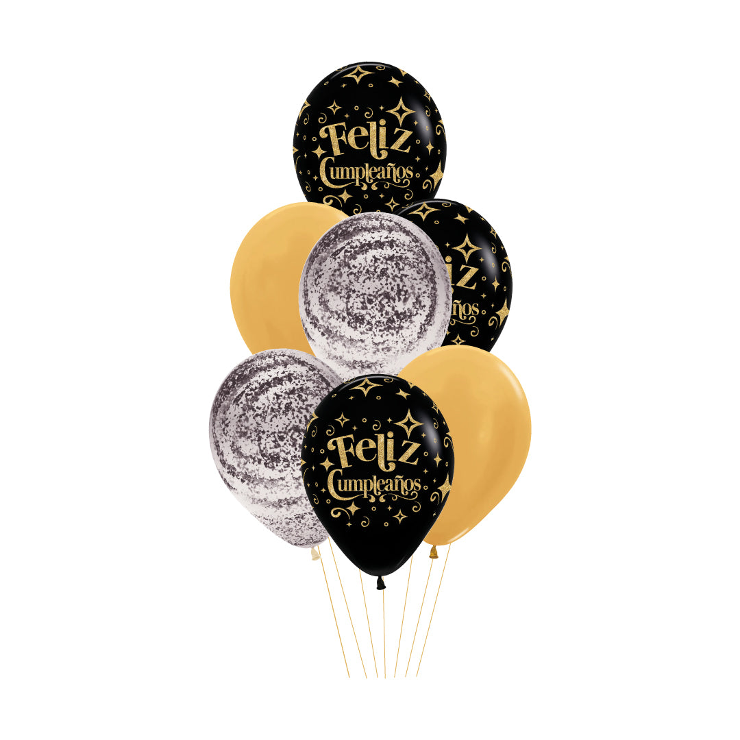 Kit Globos F.C Negro Dorado x 12 und - Decoración con globos | Confetti ...