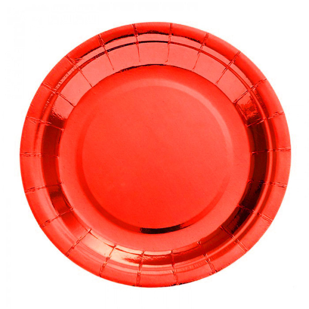 Plato 7" Rojo Metalizado x 10 und - Productos para piñateria | Confetti ...
