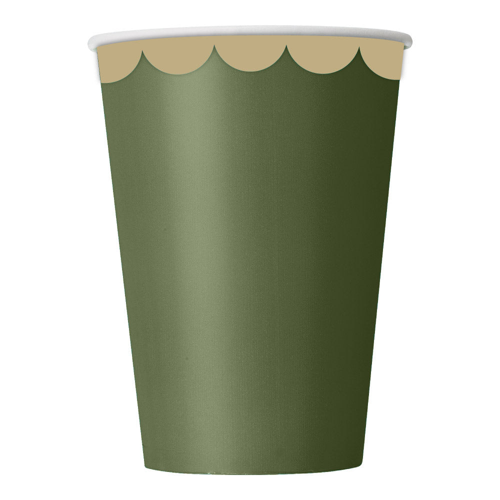 Vasos Verde Oliva Borde Dorado x 10 und | Piñateria Medellín domicilios ...