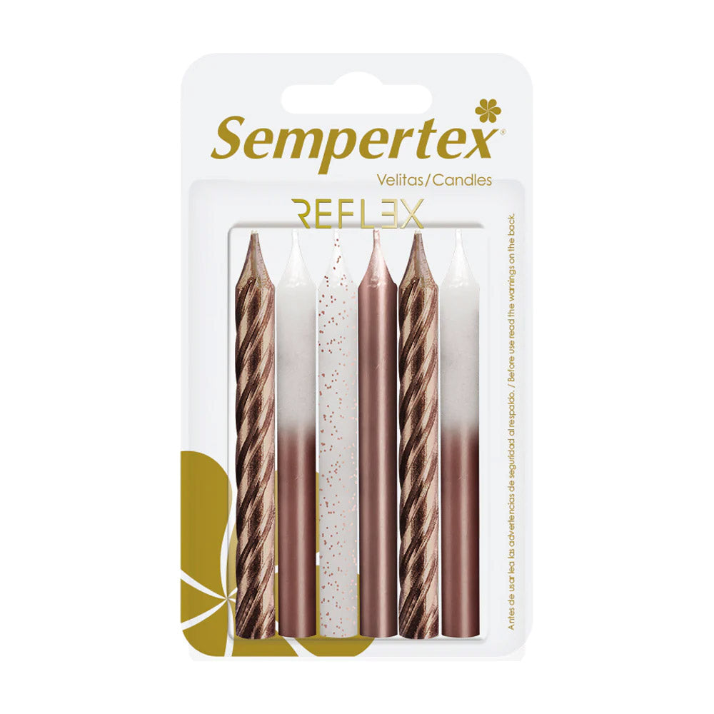 Vela Metalizada Oro Rosa x 6 und - Productos para piñateria | Confetti ...