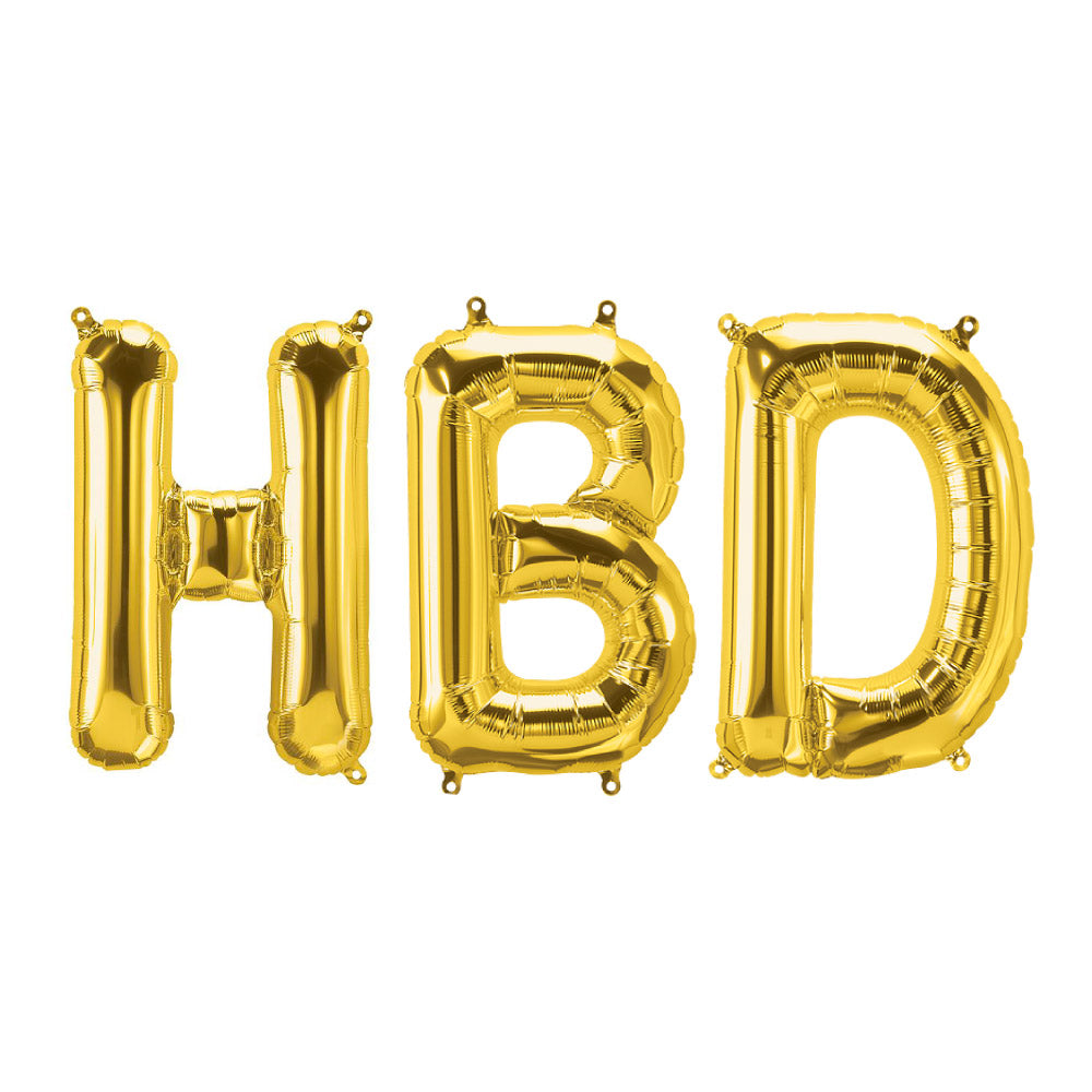 Letras Metalizadas HBD Dorada 32" - Todo para fiestas | Confetti ...